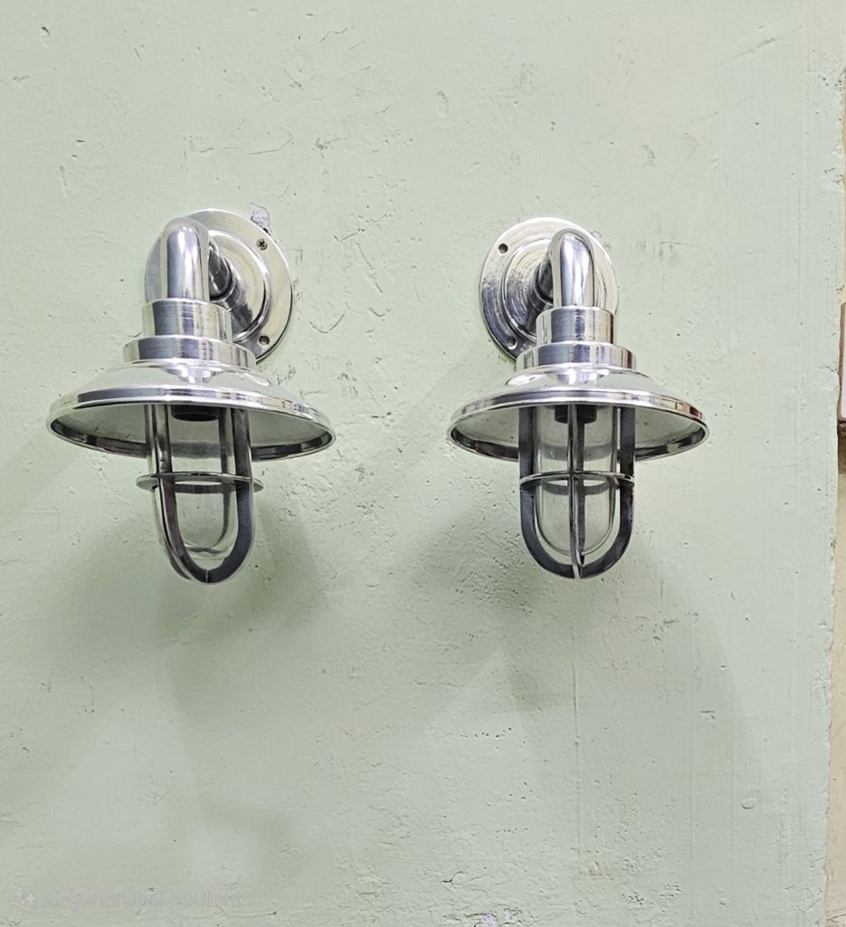 Vintage Aluminum Nautical Wall Light with Dome Shade – Marine ...