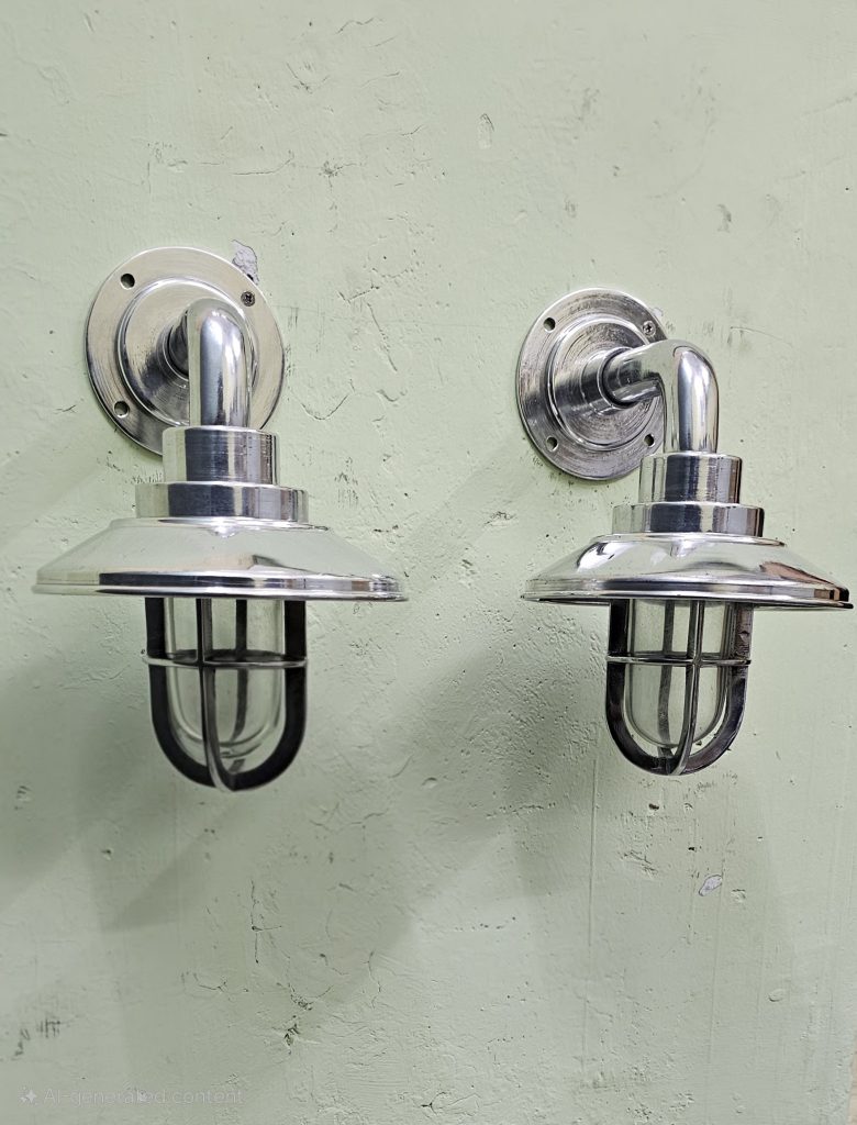 Vintage Aluminum Nautical Wall Light with Dome Shade – Marine ...